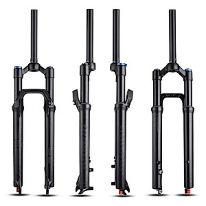 BOLANY 27.5/29inch Bike Suspension Fork 34mm Stanchions 1-1/8 Thread-Less Straight Steerer 120mm Travel MTB Air Fork with Damping Rebound Adjustment (Manual, 27.5inch)