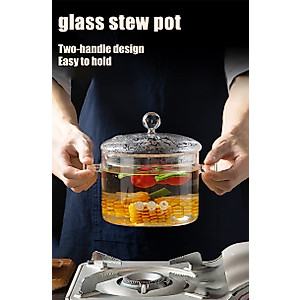 Glass Cooking Saucepan, Glass Saucepan with Cover, Glass Stovetop Pot, for Pasta Noodle, Soup, Milk, Baby Food (Diameter 14 binaural)