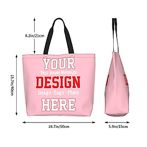 Personalized Tote Bag Women Custom Shopping Travel Beach Business Shoulder Bags Pink Customized Your Picture Logo Name Text Gifts Birthday Wedding Christmas