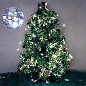 Solar String Lights, 2 Pack 100 LED Copper Wire Lights, Waterproof Fairy Decoration Starry String Lights - 8 Modes, Indoor/Outdoor for Gardens, Patios, Homes, Parties, Cool White 2 Pack