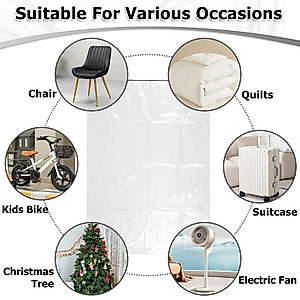 Aoketo 28 x 40 inches Extra Large Clear Drawstring Plastic Storage Bags, Multi-Purpose for Storage and Household Organizing Reusable Bags, Perfect for DustProof, MoistureProof (5 Pack, 4.72 Mil, Flat)