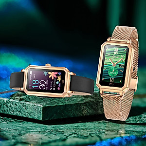 Smart Watch for Women, Waterproof Ladies Fitness Traker Blood Pressure Heart Rate Blood Oxygen Sleep Monitor Message Notification Sport Pedometer, for iOS Android Fulfilled by FBA