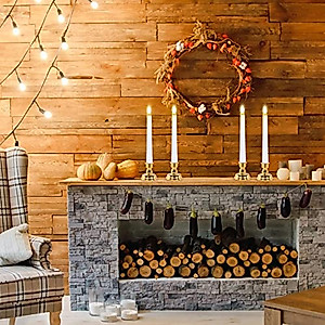 JOSU LED Window Candles, Christmas Flameless Window Candle Lights with Timer Battery Operated, 4 3D Wick Light Window Candle+4 Removable Gold Candle Holders+Remote, for Decor &Festival Celebration