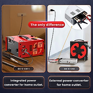 GX PUMP CS1-I PCP Air Compressor with Built-in Power Adapter,Auto-shutoff,Oil &Water-Free, 4500Psi/30Mpa, Powered by 110V /220V AC or 12V DC, Air Gun and Paintball/Scuba Tank Compressor Pump