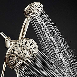 AquaDance 7" Premium High Pressure 3-Way Rainfall Combo with Stainless Steel Hose – Enjoy Luxurious 6-setting Rain Shower Head and Hand Held Shower Separately or Together – Brushed Nickel Finish