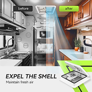 RVMATE 14" Remote RV Roof Vent Fan for RV/Camper/Trailer, Remote Control Reversible Exhaust RV Roof Vent Fan White with 12V RV Vent Fan 6" Blades