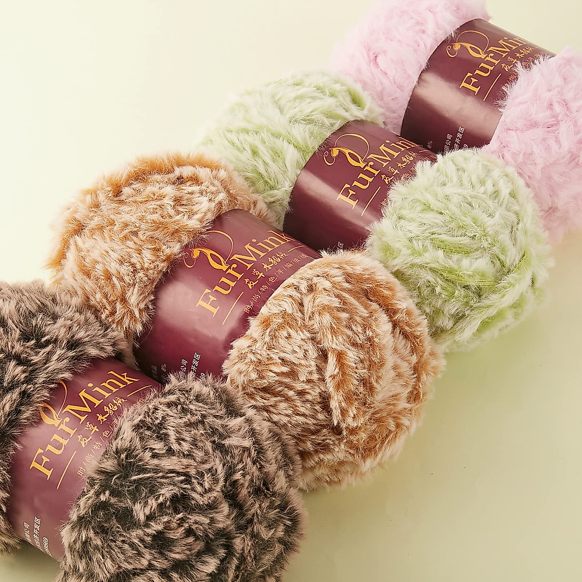 BEEFLYING Soft Fur Fluffy Plush Thick Knitting Yarn Fur Wool Thread Super Soft Fur Crochet Yarn for Scarf Coat Hat Rugs