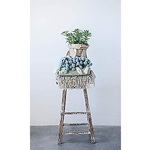 Creative Co-Op Blue Cotton Poms 21-Textiles-Blankets/Throws, Aqua