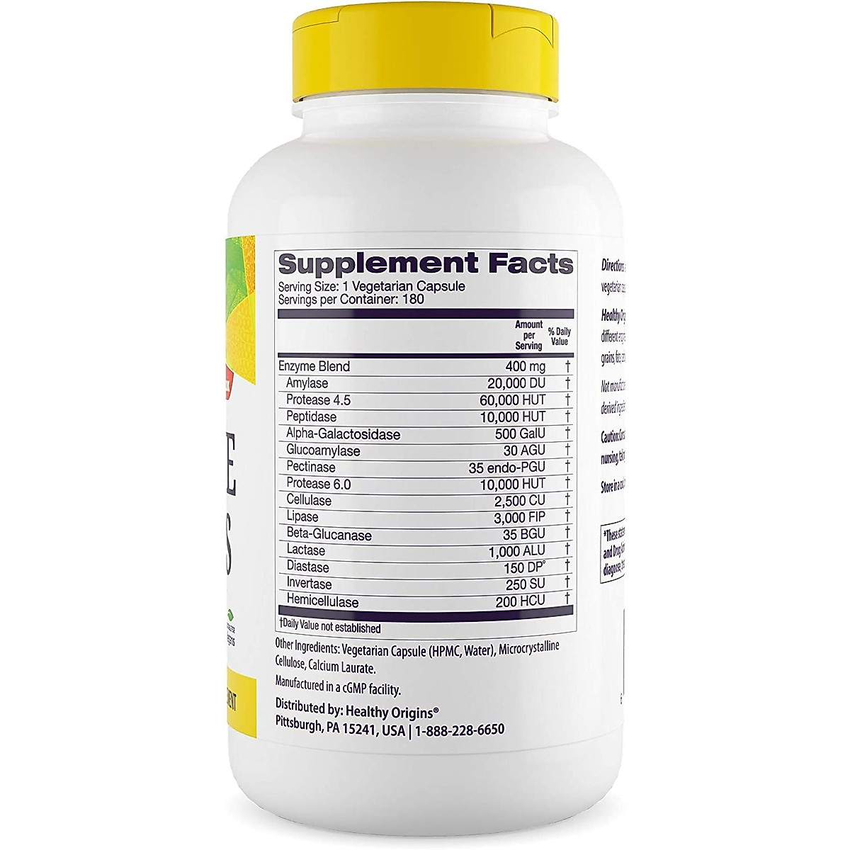 Healthy Origins Digestive Enzymes (NEC) Broad Spectrum - with Protease, Amylase & Lipase - Gluten-Free Digestion and Gut Health Supplement - 180 Veggie Capsules