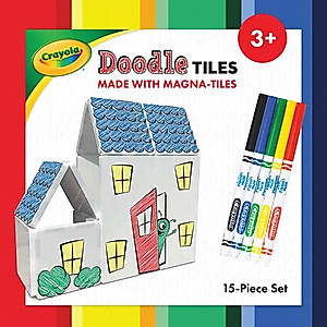 Magna-Tiles Structure-Building Set for Kids, Crayola Doodle Tiles Magnetic Tiles, Magnetic Kids’ Building Toys, STEM Toys for Boys and Girls Ages 3+, 10 Pieces, by CreateOn