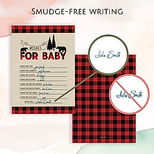 Hat Acrobat Baby Shower Prediction and Advice Cards - 25 Lumberjack Themed for any Occasion Baby Shower Game Advice and Wishes Cards Perfect for Virtual Showers (50)