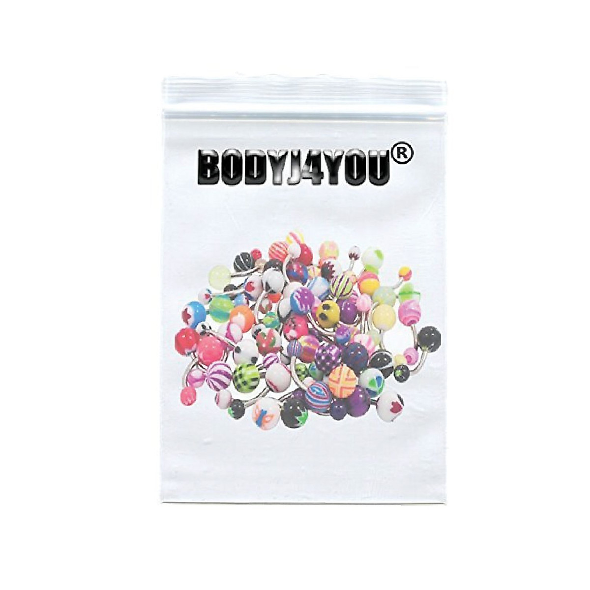 BodyJ4You 100PC Belly Button Rings Banana Barbells 14G Surgical Steel Bar Mix Color Body Jewelry