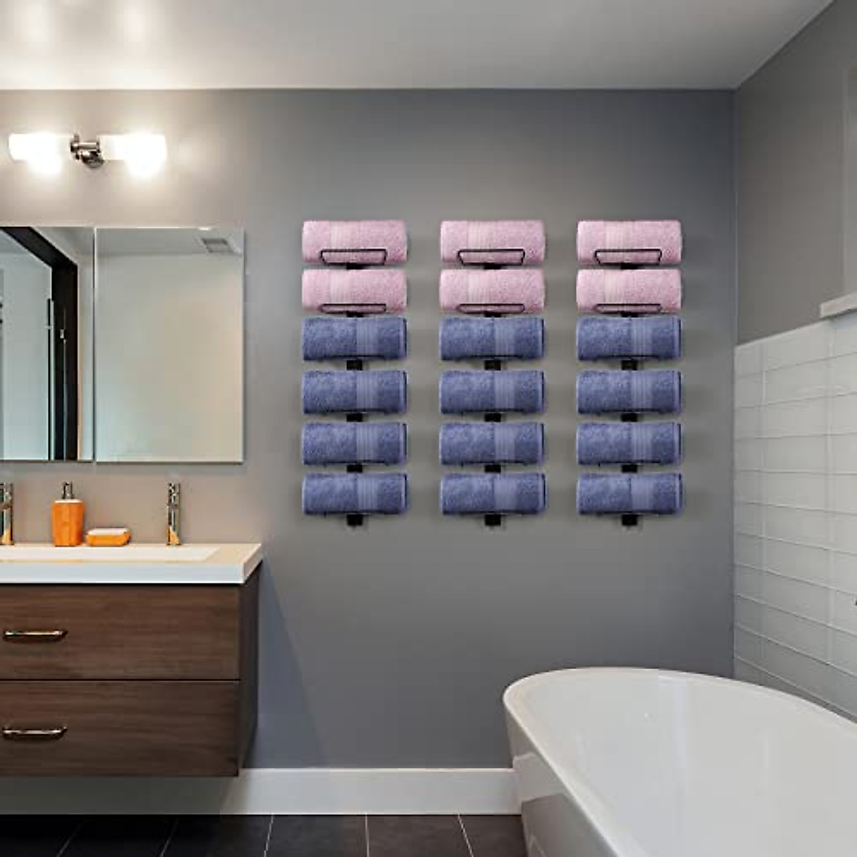 TIPSYTREE Towel Racks for Bathroom Towel Rack Wall Mounted Bath Towel Holder Storage, 6 Levels Wall Mounted Storage Organizer for Towels for Spa, Salon, Camper