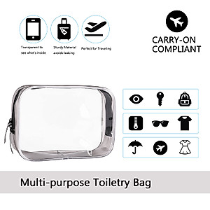 Clear Travel Bags for Toiletries, Lightweight Clear Toiletry Bag, 2 Pack Multipurpose Transparent TSA Cosmetic Bag Clear Pouch For Traveling