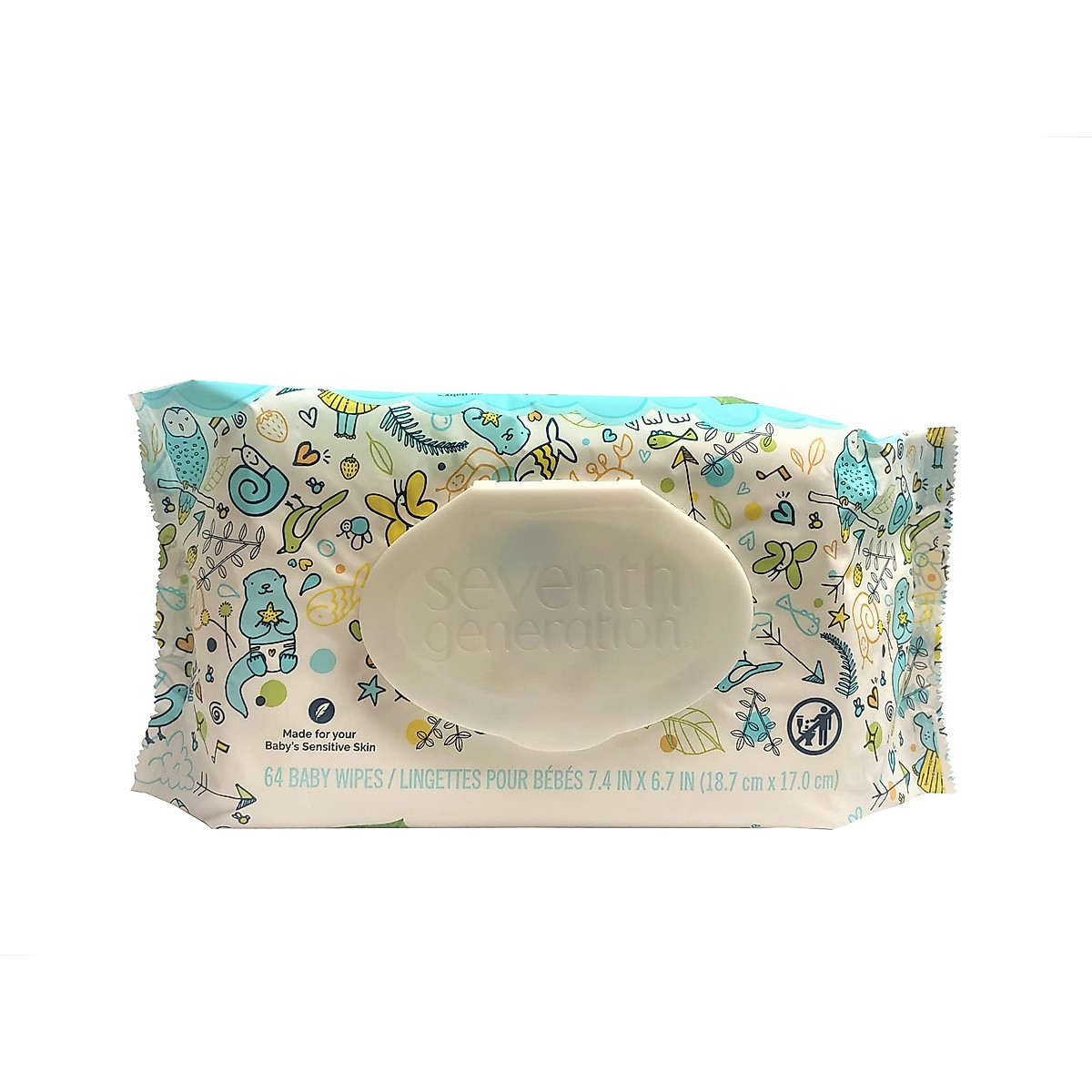 Seventh Generation Free & Clear Baby Wipes 64 ea (Pack of 4)