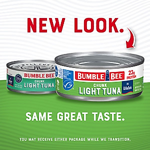 Bumble Bee Chunk Light Tuna In Water, 5 oz Cans (Pack of 10) - Wild Caught Skipjack Tuna - 23g Protein Per Serving - MSC Certified Sustainable Seafood, Non-GMO, Gluten Free, Kosher