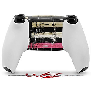 WraptorSkinz Skin Wrap compatible with Sony PS5 DualSense Controller Painted Faded and Cracked Pink Line USA American Flag (CONTROLLER NOT INCLUDED)