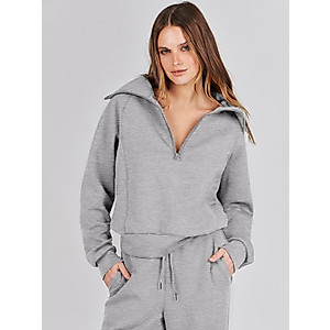 ANRABESS Women 2 Piece Outfits Sweatsuit Oversized Sweatshirt Sweatpants Tracksuit Sweat Lounge Matching Set 2025 Fall Trendy Light Grey Medium