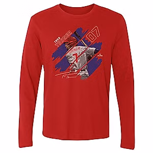 500 LEVEL Trea Turner Long Sleeve Tee (Long Sleeve, Large, Red) - Trea Turner Philadelphia Stripes WHT