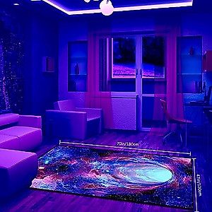 SEBKQ Galaxy Area Rug Black Light, UV Reactive 3D Space Rug, Glow in The Dark Decorative Rug for Living Room Bedroom 70"×47"×0.39"