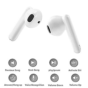 Wireless Earbuds Bluetooth 5.0 Headphones,3D Stereo Air Buds Ear Bud Built-in Mic Deep Bass Touch Control Sport Earphones Open Lid Auto Pairing for Apple iPhone/Android/Samsung (White)