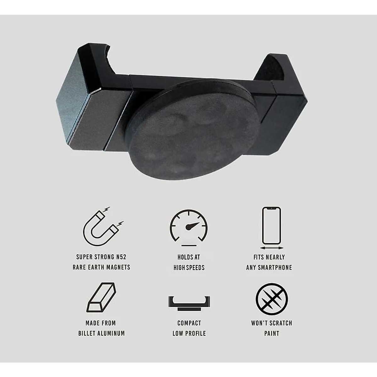 FREAKMOUNT Magnetic Motorcycle Phone Mount - Harley Davidson Accessories - Premium Billet Aluminum Holder for Gas Tank or Any Magnetic Surface, High-Speed Magnets - Fits Most Phones, Black