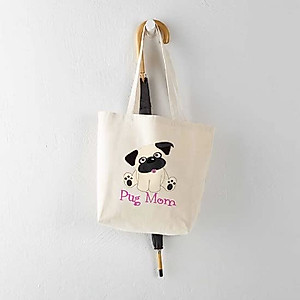 CafePress Pug Mom Tote Bag Natural Canvas Tote Bag, Reusable Shopping Bag
