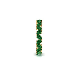 Rosec Jewels Certified Emerald Wedding Eternity Ring, 4 CT, AAAA Quality, Lab Grown Emerald Anniversary Ring for Women, 14K Yellow Gold, Size:US 6.50