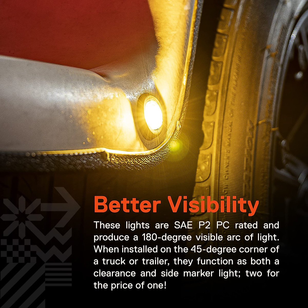 TRUE MODS 10pc 3/4" Inch Round Amber Trailer 12V LED Marker Light [3 Wire/DRL & Turn Signal] [DOT FMVSS 108] [SAE P2PC] [Semi-Spherical Output] [IP67 Waterproof] Small Marker Lights for Trailer Truck