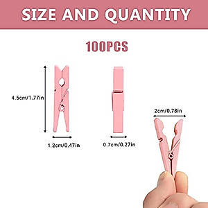 KIMOBER 1.77Inch Wooden Clothespins,Pink Craft Wood Clothes Pins Pegs Clips for Hanging Photos,Paper Crafts,100PCS