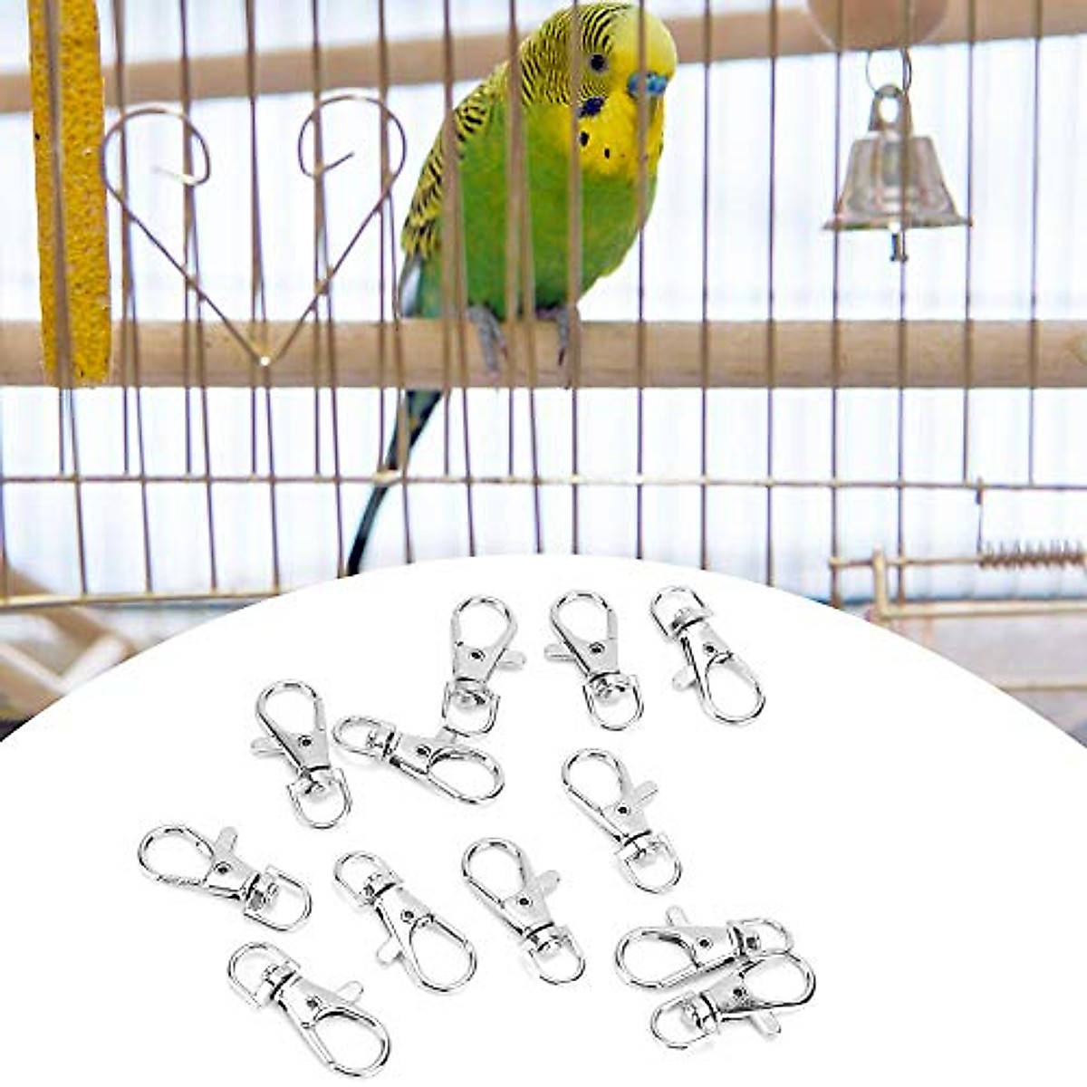 12 Pcs Pet Birds Foot Rings Cage Door Buckle Lock Claw Trigger Snap Hook Iron Anti-Escape Accessory for Pet Birds Parrot Small Animals