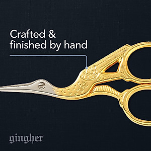 Gingher 01-005280 Stork Embroidery Scissors, 3.5 Inch, Gold