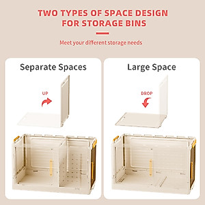 60QT Lockable Stackable Storage Bins with Lids,Plastic Storage Bins with Lids,Hooks, Wheel,Two-door, Folding Storage box,Collapsible Storage Bins Containers Closet Organizers for Bedrooms,3 Pack Cubes