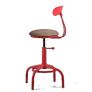 Topower 3-Piece Pub Bar Set Industrial Round Bar Table and Adjustable Height PU Seat Stools with Backrest for 2 Match Bar Height and Counter Barstool Antique Red 1 Table + 2 Chairs