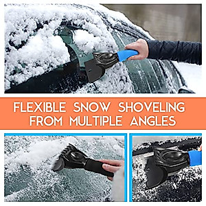 Hicarer Winter Ice Scrapers 2 Pack Plow Like Snow Scraper for Car Plastic Window Scraper Non Slip Windshield Scraper Frost Removal Tool with Foam Handle for Cars Small Trucks Window (Black, Blue)