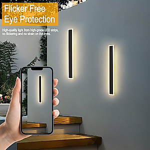 YAOWSZM Outdoor Wall Light LED Modern Outdoor Lights 12W Black Exterior Light Fixture 23.6in Acrylic Outdoor Sconce Lights IP65 for Porch Patio Garage Garden