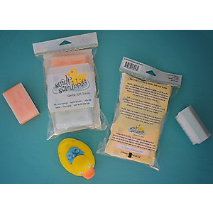 Scalp Scrubbie Cradle Cap Brush - 3-pk - Sterile and Safe - 2 in 1, Baby Brush and Sponge | For Cradle Cap Treatment and Baby Bath Time