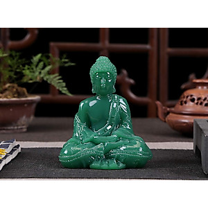 Seyee-bro Meditative Seated Buddha Statue - Gold Thai Sitting Buddha Figurine - Manmade Jade Praying Buddha Sculpture for Home Outdoor Decoration