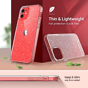 ULAK Compatible with iPhone 12 Case Clear Glitter, iPhone 12 Pro Cover Sparkle Bling Soft TPU Women Girls Shockproof Protective Phone Case Designed for iPhone 12 & iPhone 12 Pro 6.1 inch, Transparent