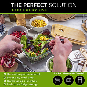 Umami Premium 40 oz Bento Lunch Box with 36 oz Glass Food Storage Container Set, Leak-Proof, Eco-Friendly, Spacious, and Perfect for Packing Healthy Meals and Leftovers