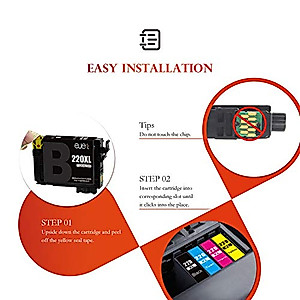 ejet Remanufactured Ink Cartridge Replacement for Epson 220XL 220 XL T220XL to use with Workforce WF-2750 WF-2630 WF-2650 WF-2660 WF-2760 XP-320 XP-420 (1 Black, 1 Cyan, 1 Magenta, 1 Yellow) 4 Pack