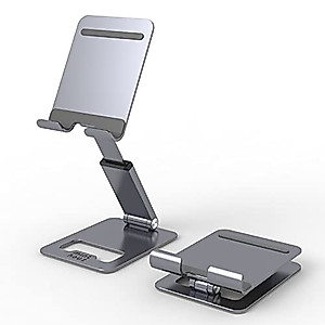 Minthouz Extendable Cell Phone Stand, Aluminium Phone Holder for Desk, Multi-Angle/Height Adjustable Phone Stand Compatible with iPhone 14 13 Pro Max Mini 12 11 and More 4.7"-7.9" Smart Phones -Gray