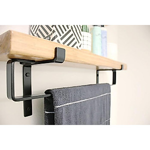Rustic Metal Towel Bar, Modern Farmhouse Bathroom and Kitchen - 24" Steel Wall Mount Rack - Black