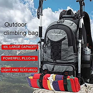 YANIMENGNU Traveling Backpack 40L Waterproof and Light Outdoor Hiking, Men's and Women's Camping Backpack (grey)