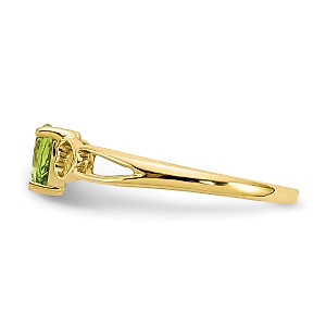 IceCarats 10K Yellow Gold Green Peridot Heart Love Ring Gemstone Band August Birthstone Jewelry Size 7