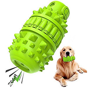 PIFFZEDO Dog Toy for Aggressive Chewer Large Medium Nearly Indestructible Super Chew Dog Toys Squeaky Dog Birthday Toy Dog Toothbrush Interactive Tough Durable Dog Toys Natural Rubber(Green,Large)