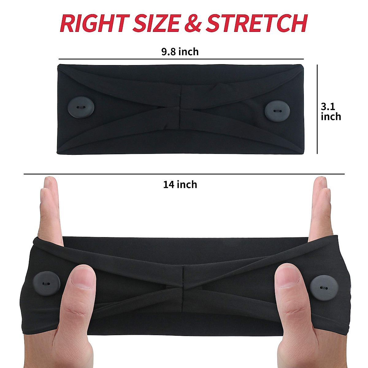 ABAMERICA Headbands with Button for Mask, Wide Nurses Headbands Non Slip Elastic Ear Protection for Women Men Doctors Sweatband Headband (BUTTON- 1 PACK COLOR05)