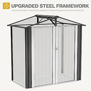 DWVO 6x4ft Metal Outdoor Storage Shed, Waterproof Tool Shed Heavy-Duty Storage Unit with Lockable Door and Vents, Ideal for Bicycles, Tools, Lawnmowers, Backyards, Patios, Lawns - Dark Gray