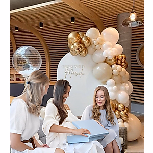 Sand White and Gold Balloons, 50PCS White and Metallic Champagne Gold Balloons 12 Inch Pearl White and Gold Latex Balloons for Birthday,Graduation,Baby Shower,Wedding Party Decorations