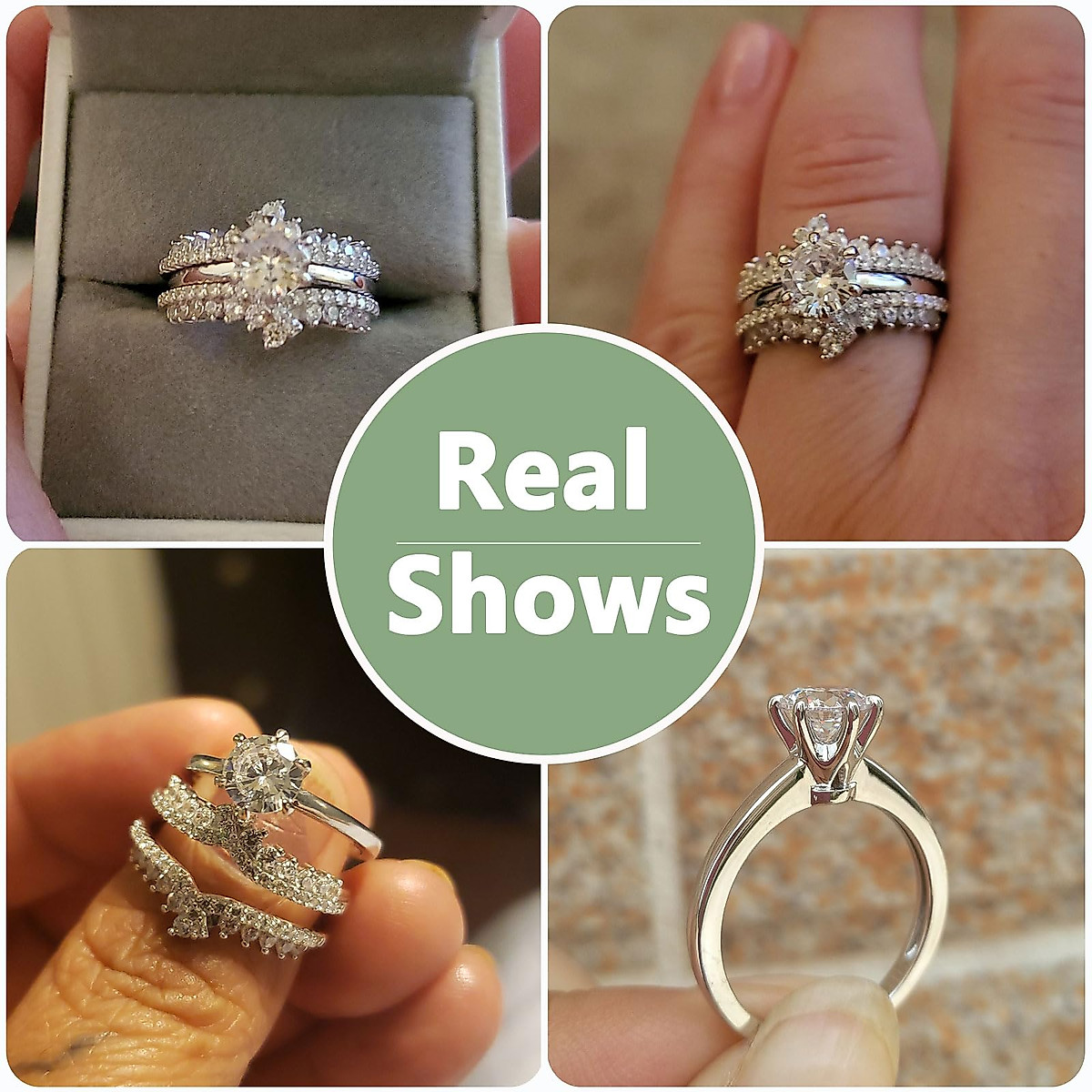 Newshe Wedding Rings for Women Engagement Ring Enhancer Band Bridal Set Sterling Silver 1.8Ct Cz Size 7